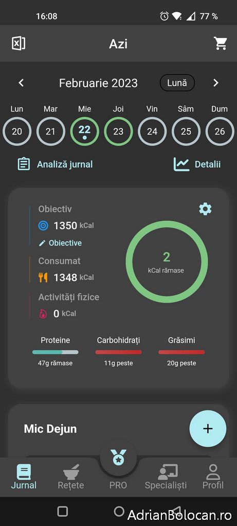 Mi-am instalat aplicația Eat & Track - AdrianBolocan.ro
